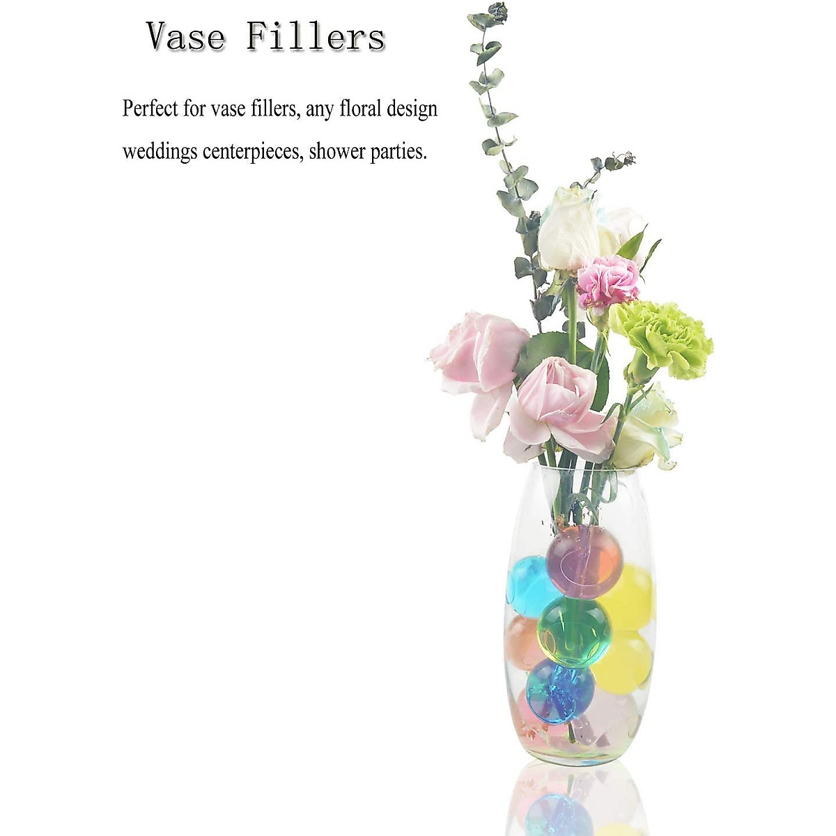 1000Pcs Large Water Gel Beads Non Toxic, Jumbo Water Gel Beads Rainbow Mix Growing Balls for Vase Filler, Wedding and Home Decoration