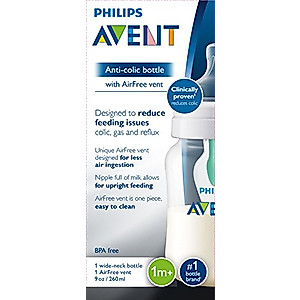 Philips AVENT Anti-Colic Baby Bottle with AirFree Vent, Clear, 9 Oz