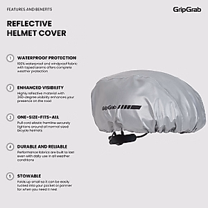GripGrab Bicycle Helmet Cover Waterproof High Visibility Reflective Cycling Helmet Cover Rainproof Windproof Bike Rain Cover