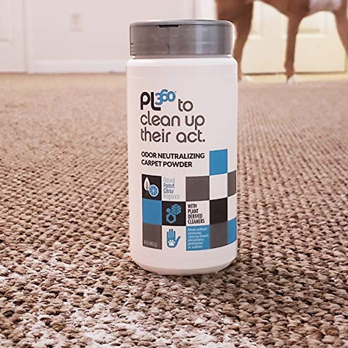 PL360 Pet Odor Neutralizing Carpet Powder | Pet Smell Oder Eliminator | Removes Cat, Dog, Pet, Bad Odors from Carpets | Eco Friendly, Natural and Safe Ingredients | 16 oz