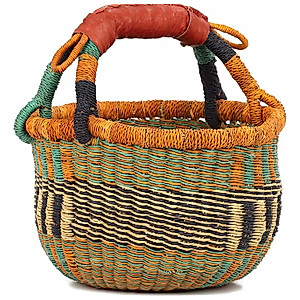 Bolga African Bolga Ghana Basket Fair Trade Ghana Baskets toys Egg baskets Orange (Mini : 7"-9")