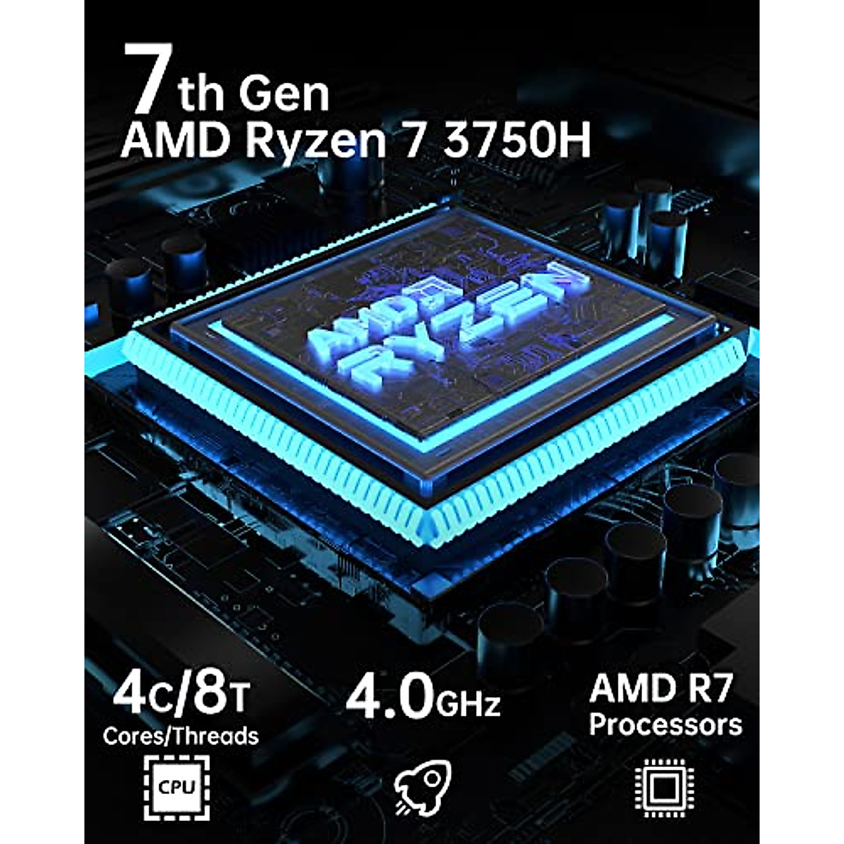 SkyBarium Mini PC AMD Ryzen 7 3750H (2.3Ghz up to 4.0GHz), Mini Computers with Windows 11, Small PC Support WiFi 5/BT 4.2/4K@60Hz Triple Display Output for Home/Business/Game.
