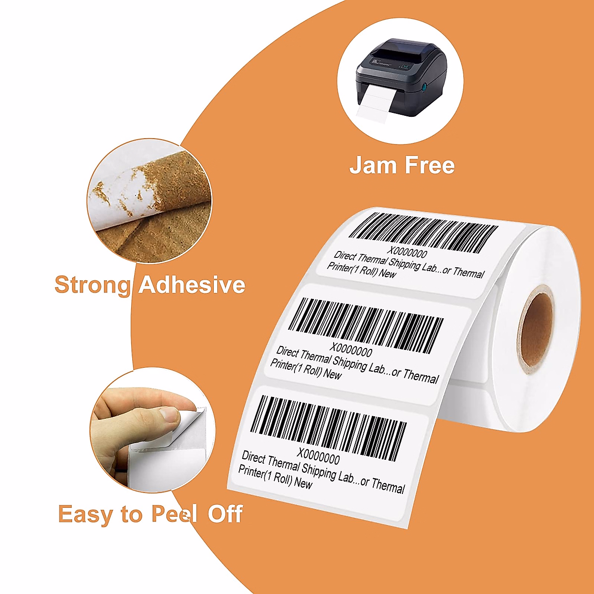 Tapsin 2" X 1” Direct Thermal Labels - Address Labels Compatible with Roll & Zebra Desktop Label Printers for Shipping Address Mailing Barcode Labels (1000 Labels/Roll, 1 Roll)