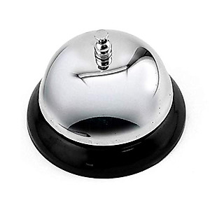 Call Bell Chrome Finish. Hand front desk ringing bell service hotel, counter, school teacher classroom, restaurant, reception, Hospitals, warehouse, office, dinner, kitchen, elderly ring. 3.38"/Silver