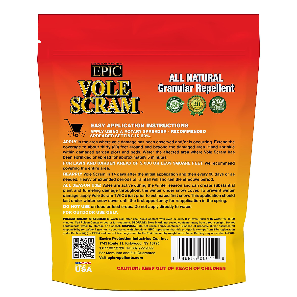 Vole Scram All Natural Granular Repellent - All-Natural, Animal, People and Pet Safe Granule from EPIC Repellents (6 lb)
