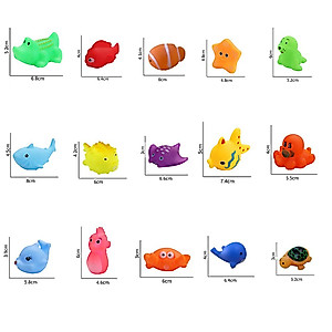 UMBWORLD Preschool Bath Toys Rubber Floating Squeaky Baby Wash Shower Toy for Toddlers Kids Party Decoration15 Pcs (Sea Animal)