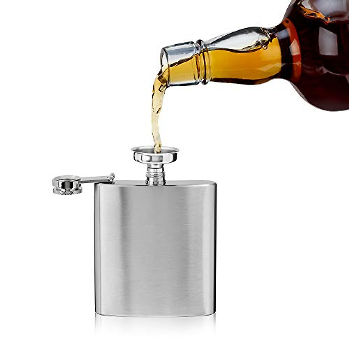 TRUE Stainless Steel Metal Men and Women Drinking Flasks for Vodka Whiskey Tequila Rum Cocktails, Travel, Backpacking, 6 oz, Set of 1, Silver