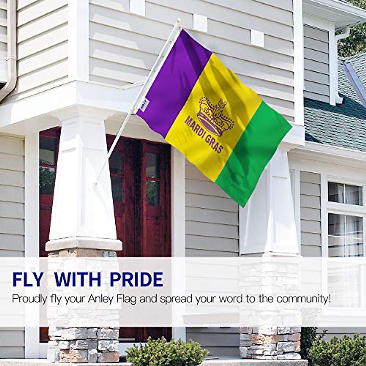ANLEY Fly Breeze 3x5 Foot Mardi Gras Flag Happy Carnival Decoration - Vivid Color and Fade Proof - Canvas Header and Double Stitched - Fat Tuesday Flags Polyester with Brass Grommets 3x5 Ft