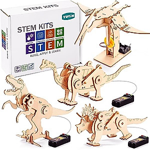 16 in 1 STEM Kits for Kids Ages 6-8-10-12, DIY Stem Craft Projects, Kids Wood Building Toys, Wooden 3D Puzzles Model Kit for Boys to Build,Educational Science Set for Age 6 7 8 9 10 11 12 Year