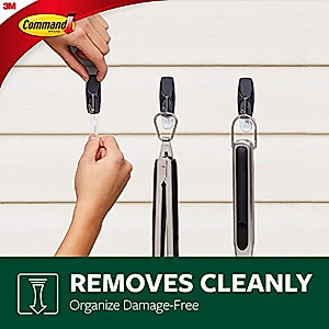 Command Outdoor Stainless Steel Wire Hooks, Damage Free Hanging Wall Hooks with Adhesive Strips, No Tools Wall Hooks, 2 Black Hooks and 3 Weather Resistant Command Strips