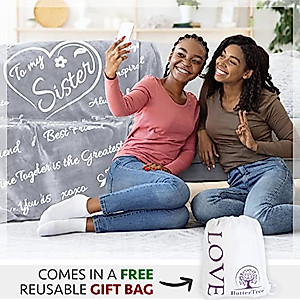 Sisters Gifts from Sister, Mothers Day Gifts for Sister, Sister Gifts Blanket, Unique Birthday Gifts for Sister from Brother, Sister Gifts from Brother, Throw Blanket 65” x 50” (Silver)