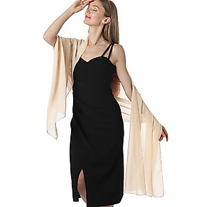 Chiffon Shawls and Wraps for Evening Dresses Women Elegant Soft Scarf Bridal Scarve Wedding Stole(Champagne(chiffon), One Size)