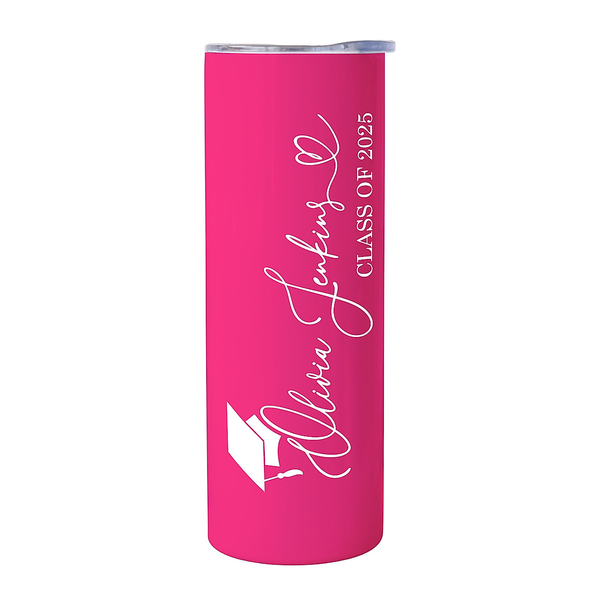 Personalized Tumbler For Graduation 20oz, Custom Class of 2025 Senior Gift, Stainless Steel Tumbler for Her (Fuchsia)