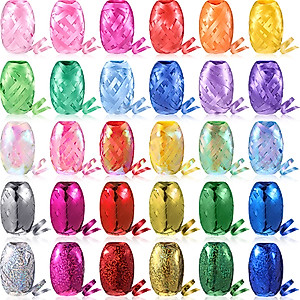 Chunm 30 Rolls Curling Ribbon Metallic Colorful Balloon String Shiny Gift String Roll Wrapping Ribbons for Wedding, Birthday, Party Decoration, Stylish Style