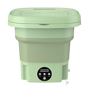 [US warehouse] 8L Portable washing Machine,Foldable Mini Washing Machine, Small Washer for Baby Clothes, Underwear or Small Items, Apartment, Dorm, Camping, RV Travel laundry- Gift Choice, Green