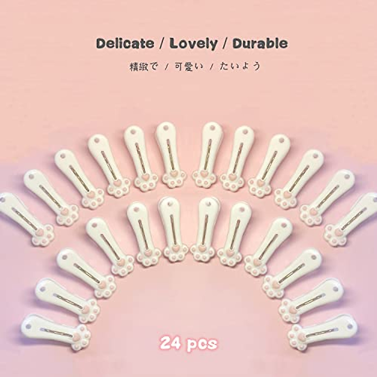 Plastic Clothespins Laundry Clothes Pins-24 Pack, Traceless Clothes Pegs, Bag Clips, Food Package Clip, with Cute Cat Claw Pattern