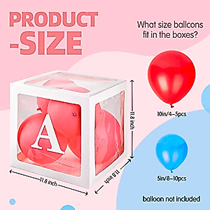 PABUES Baby Boxes with 4 PCS Letters for Baby Shower White Clear Balloon Box Blocks Gender Reveal Decorations and Birthday Party
