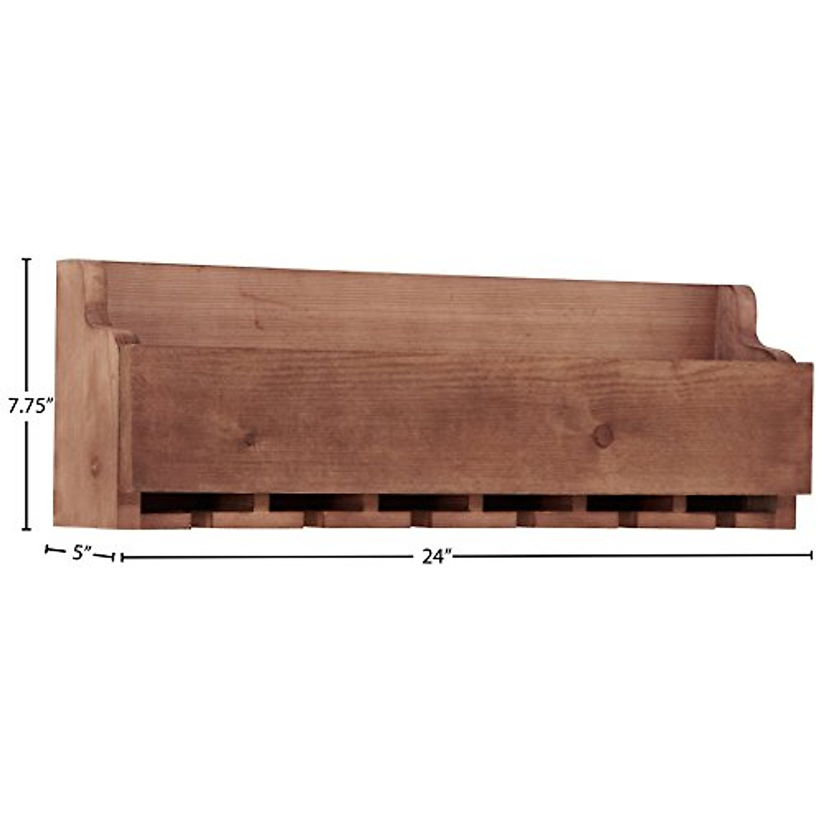 Amazon Brand – Stone & Beam Modern Wall Mounted Bottle Rack with Wine Glass Storage- 24 x 5 x 7.75 Inch, Rustic Wood