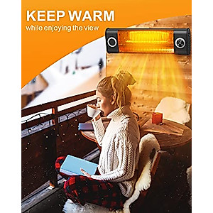 Infrared Patio Heater, Fast Garage Heating Electric Patio Heater with 2 Heating Modes for Indoor & Outdoor, 1500W Wall-Mounted Heater with Remote Control for Home, Balcony, Garage, Basement, Backyard