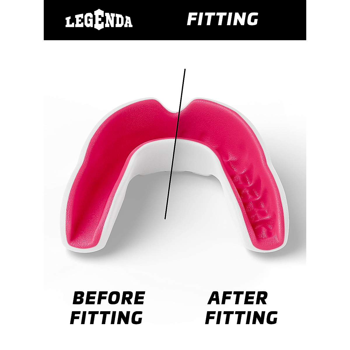 Legenda Sports Mouthguard for Kids (w/Case), Professional Mouthguard for Boxing, MMA, Karate, Football, BJJ, Martial Arts, Rugby, Lacrosse, Hockey (White/Pink)
