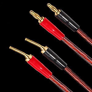 MEIRIYFA 6.35mm to Banana Plug Speaker Cable, 1/4 TS Speaker Wire Cord to Dual Banana 4mm Plugs Audio Cable OFC HiFi Speaker Wire for DJ Application, Mixer -2m