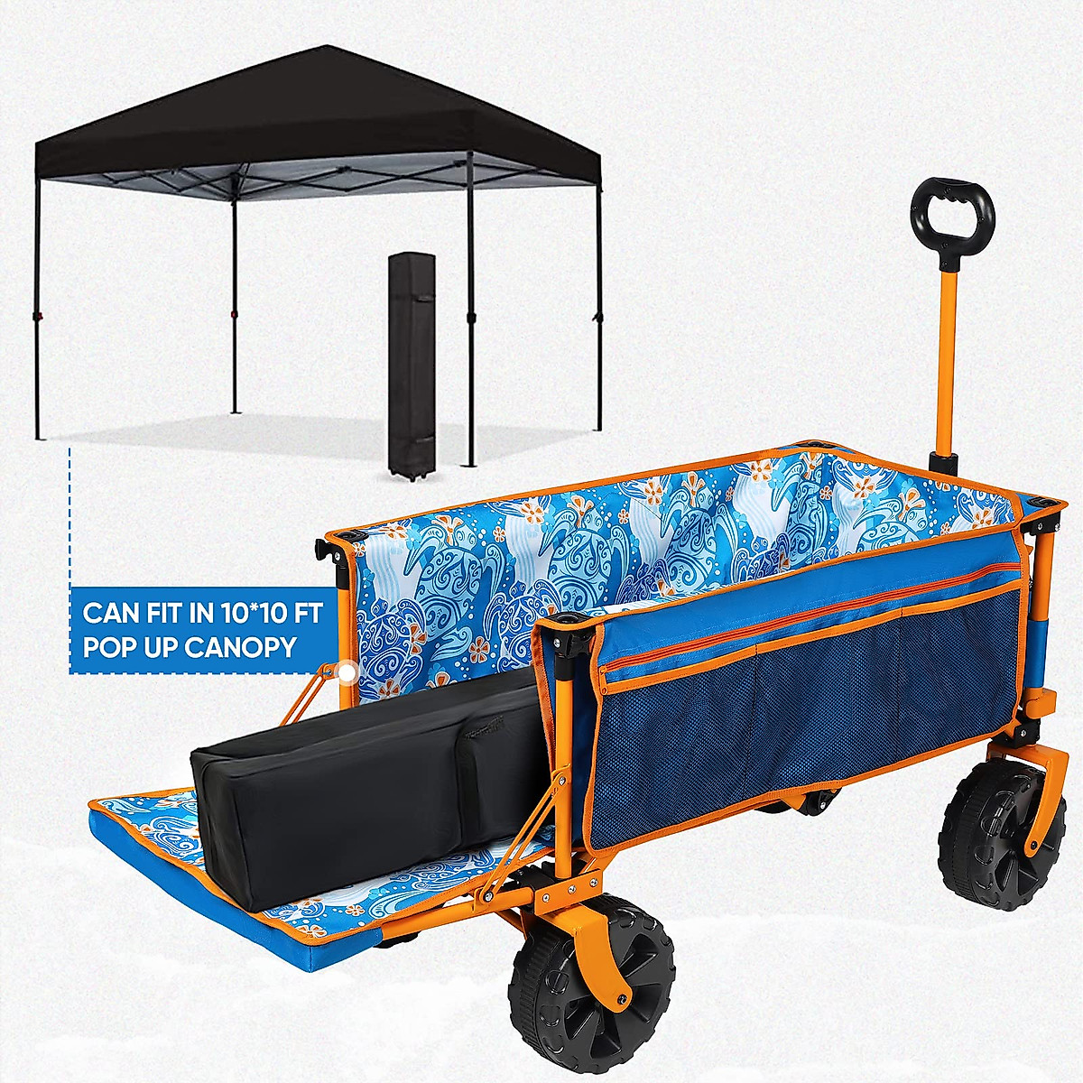 Beach Wagon Cart with Big Wheels, Collapsible Utility Wagon Heavy Duty Folding,Ideal for Outdoor Sand Camping Garden Pet by Old Bahama Bay