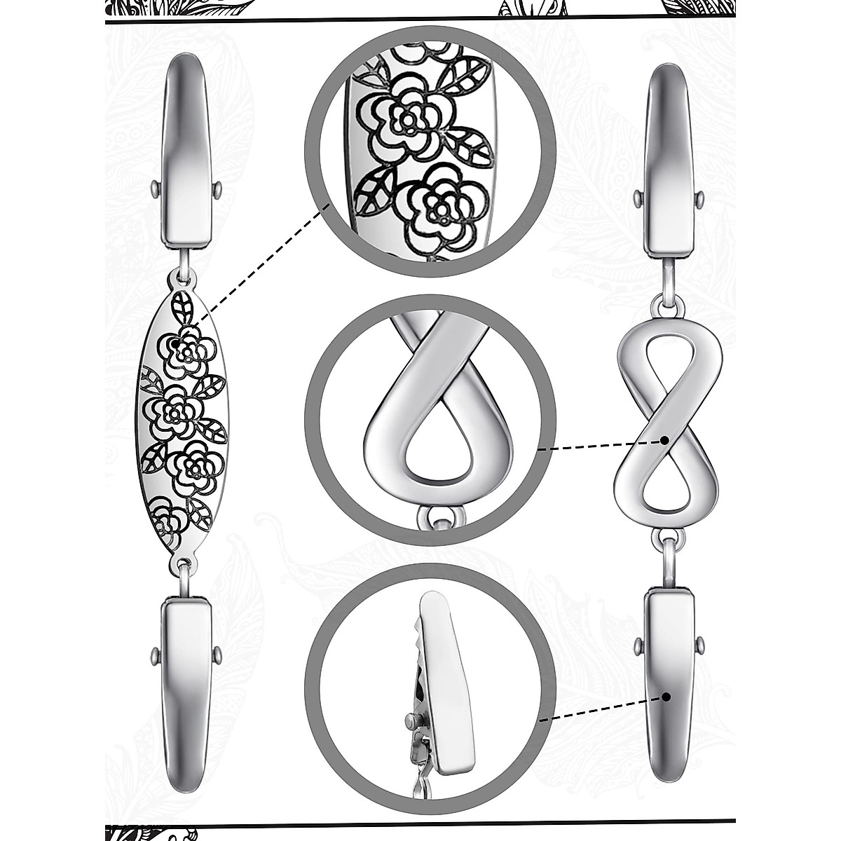 4 Pieces Vintage Sweater Shawl Clips Retro Cardigan Collar Clips Dress Shirt Brooch Clips for Women Wearing, 4 Styles(Vintage Style)