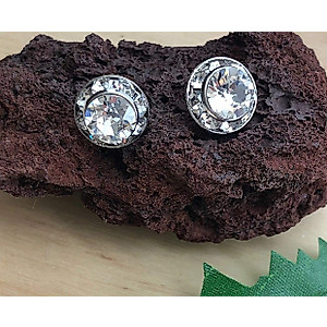 PammyJ 11mm Round Crystal Earrings (Clear)