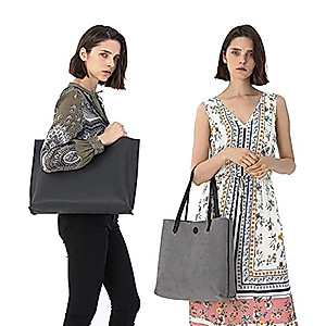 Scarleton Leather Tote Bag for Women, Womens Purses and Handbags, Reversible Tote Bags for Women, Purses for Women, H18420103, Black/Grey