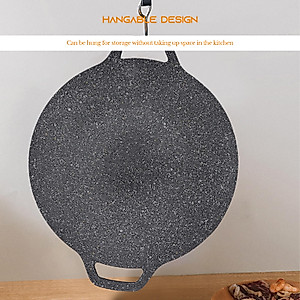 Korean BBQ Grill Pan, Aluminum Non Stick Korean Grill Pan, High Heat Conductivity Griddle Pan for Barbecue, Camping and Other Outdoor Activities (30cm)