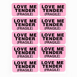 200pcs 1 x 2 inch Pink Fragile Sticker Love Me Tender Shipping Label for Envelope Gift Jewelry Bag