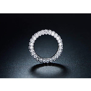 Barzel 18k White Gold Plated Cubic Zirconia Eternity Wedding Band Ring (Silver, 5)