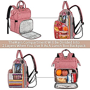 JCDOBEST Lunch Bag Backpack, Insulated Cooler Backpack Lunch Box Laptop Backpack with USB Port for Women Men Fits 15.6 Inch Laptop Blue