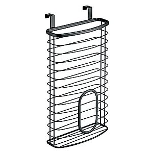 iDesign Axis Over the Cabinet Kitchen Storage Holder for Plastic and Garbage Bags - Matte Black
