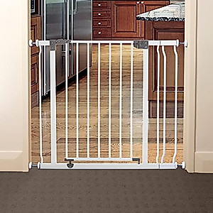 Dreambaby Liberty Walk Thru Auto Close Baby Safety Gate Set - with 3.5inch Extension Panel - Fits 29.5-36.5inch Openings - Pressure Mounted Security Gates - Model L776 - White