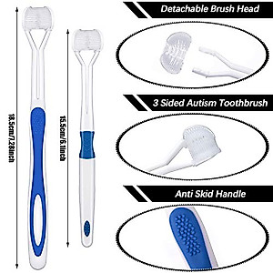 Patelai 8 Pieces Autism Toothbrush for Adult Kids Teeth Care Soft Toothbrush 3 Bristle Toothbrush Manual Toothbrush Nice Angle Bristles for Deep Cleaning Each Tooth, Red, Orange, Blue, Green
