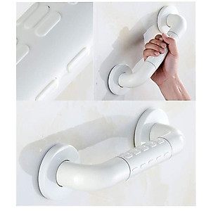 Shower Handicap Grab Bars for Bathroom Wall, Nylon Non-Slip Banisters Grab Rails Stainless Steel Straight Armrest,Bathtub Toilet Kitchen Stairway Hallway Safety Rail, Assist Support Handle White (Si