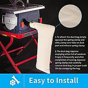 (Pack of 2) Table Saw Dust Collector Bag Fits Bosch/Dewalt/Makita/Ryobi/Craftsman/Porter Cable/RIGID/Metabo/Kobalt/Skilsaw/Delta/ (10" Tablesaws with 2.5" Dust Port)