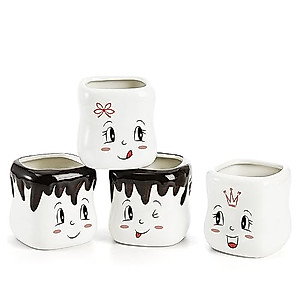 Youeon Set of 4 Marshmallow Mugs, 7 Oz Hot Chocolate Mugs Hot Cocoa Mugs, Cute Coffee Mugs, Couple Matching Mugs, Marshmallow Gift for Anniversary Wedding Christmas Valentine Birthday