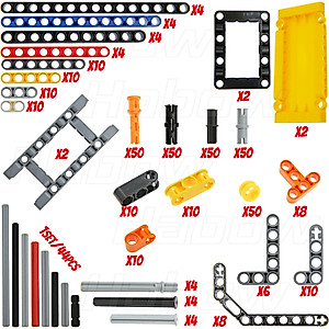 Habow 420pcs Technic-Parts -Pin-Connector Compatible with Lego-Technic, Technic-Beam Frame Plate Liftarm Wheels Tire Etc. MOC Replacement Pieces for Toy Building Sets