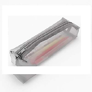 Muji Gray Nylon Mesh Pen CASE Square See Through Easily take Out pens Size (7"x 2"x 2")
