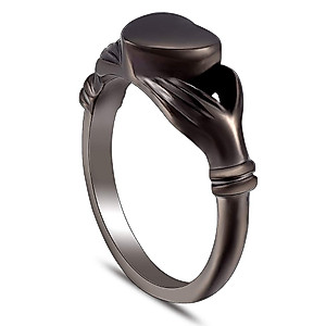 Minicremation Cremation Ring for Ashes Golden Memorial Keepsake for Ashes Urn Ring Ashes Holder Locket (Black, 6)