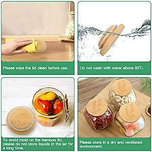 XIFEPFR Oui Yogurt Jar Lids Set, 12 Pack Oui Jar Bamboo Lids, Wooden Oui Lids with Labels & Silicone Sealing Ring, Reusable Lid for Oui Yogurt Jar, Lavender Pattern