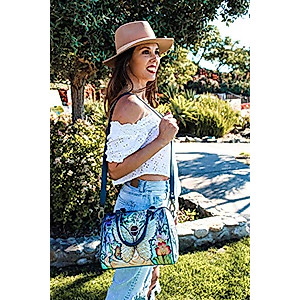 Anuschka Hand Painted Leather Women's Zip Around Classic Satchel - Enchanted Garden