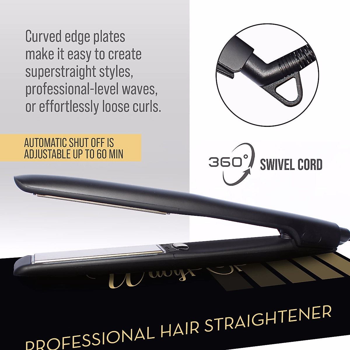 Wavy POP PRO 2 in 1 Titanium Flat Iron Hair Straightener & Curling Wand 1.75" | Professional Straightening Hair Iron with Ceramic MCH Fast Heat, Auto Shut Off | Dual Voltage with Travel Bag