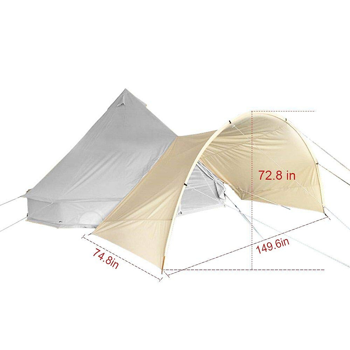 UNISTRENGH Bell Tent Awning Canopy Outdoor Tent Sunshade Tarp for Camping Hiking Beach Travel Party Beige 3M/4M/5M/6M Tent Accessory (Round Awning for 4M/5M/6M)