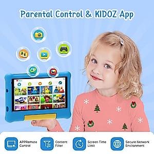 ApoloSign Kids Tablet, 7-inch Android 13 Tablet for Kids, 32GB ROM with WiFi, Bluetooth, Educational Apps, Parental Control, Dual Cameras, Shockproof Case(Blue)