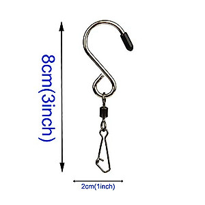 10pcs Swivel S Hooks Clips Hanging Wind Spinners for Chimes Crystal Twisters，Spinning Windsocks and Any Kites, Flower Pots, Plants, Bird Feeders, Solar Lights, Flags，Party Supply (Shook)