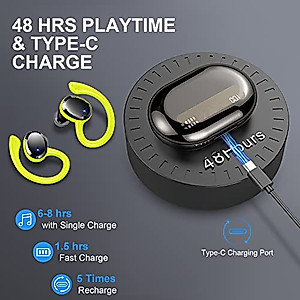 Wireless Earbud, Sport Bluetooth 5.3 Headphones with Earhooks Bluetooth Earbud in-Ear with Immersive Sound, Wireless Earphones IP7 Waterproof, Dual LED Display, 48H Playtime, Noise Cancelling, Running