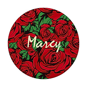 Marcy - Floral Red Roses Personalized First Name PopSockets PopGrip: Swappable Grip for Phones & Tablets